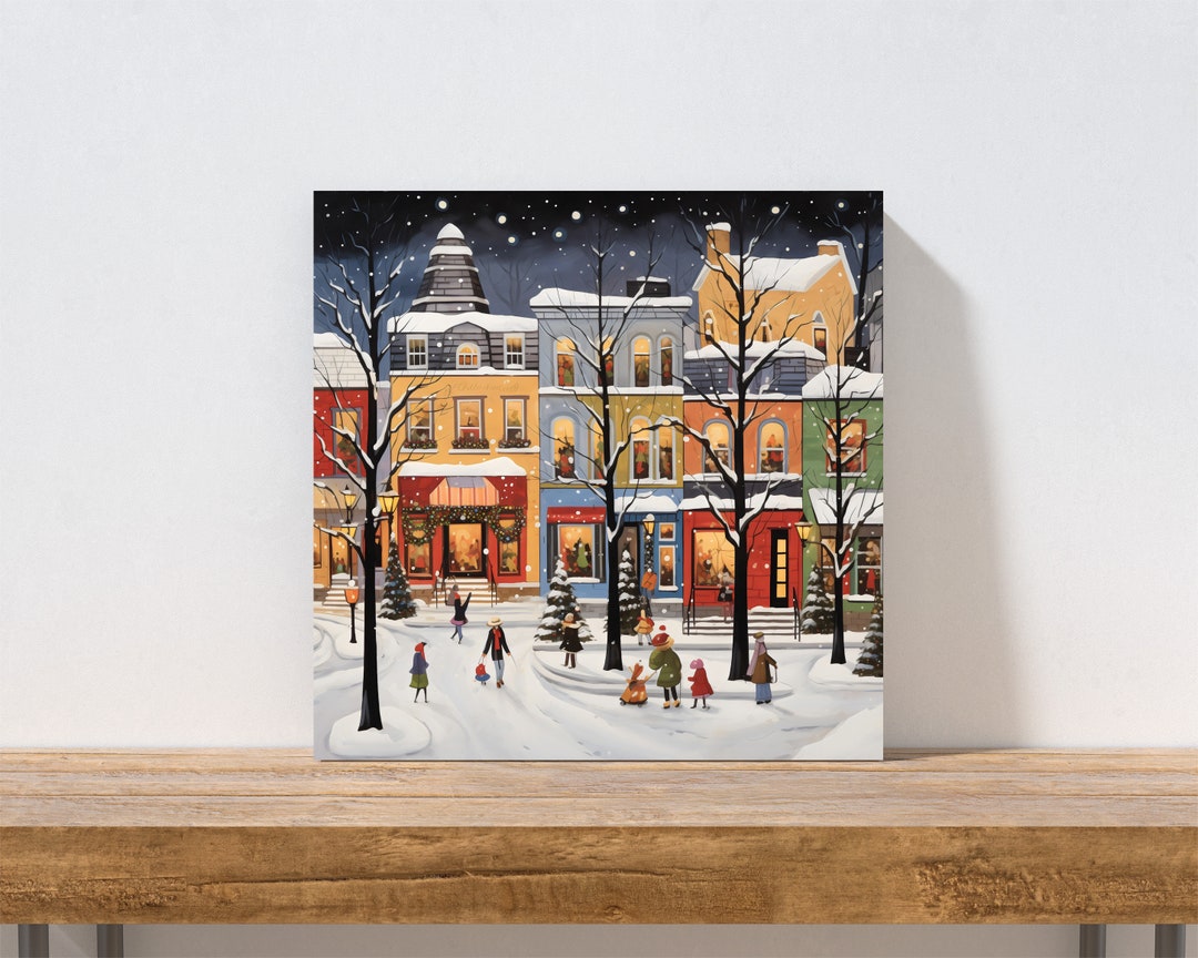 Christmas Snow Day Art Print, Watercolor, Canvas Art, Travel Print ...