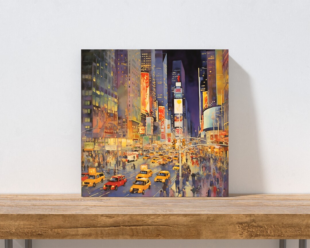 Times Square Art Print, Watercolor, Canvas Art, Travel Print, Wall Art ...