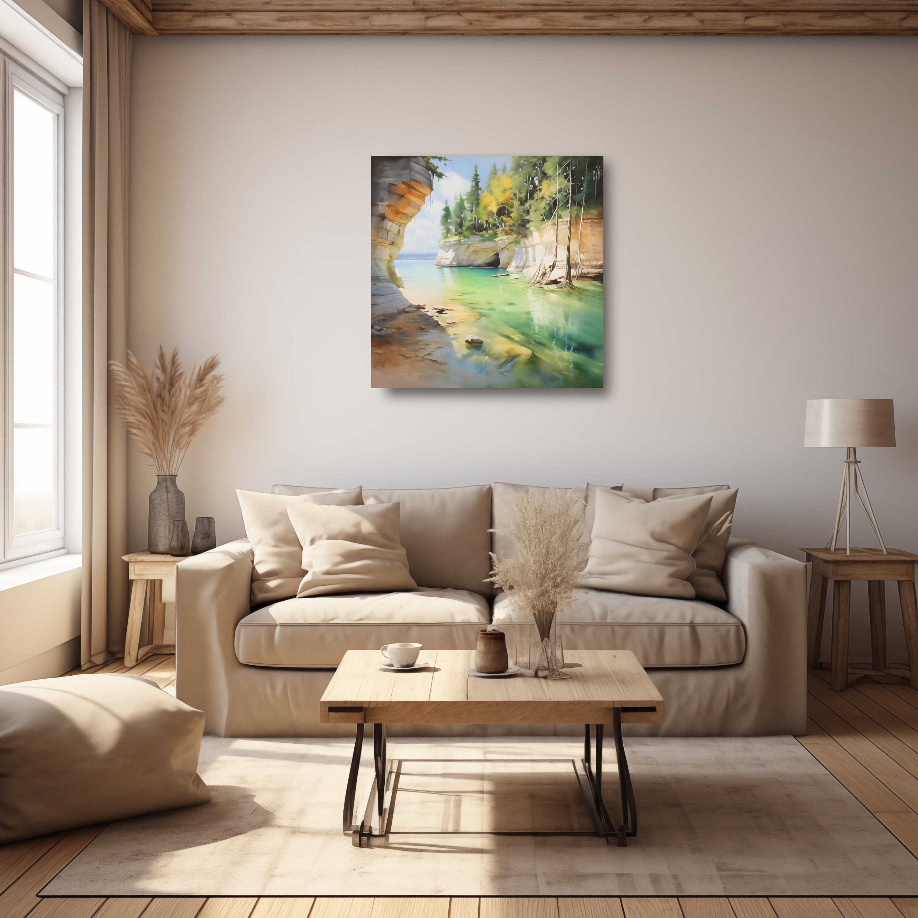 Pictured Rocks Michigan Art Print, Watercolor, Canvas Art, Travel Print ...