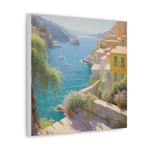 Italian Riviera Art Print, Watercolor, Canvas Art, Travel, Wall Art ...