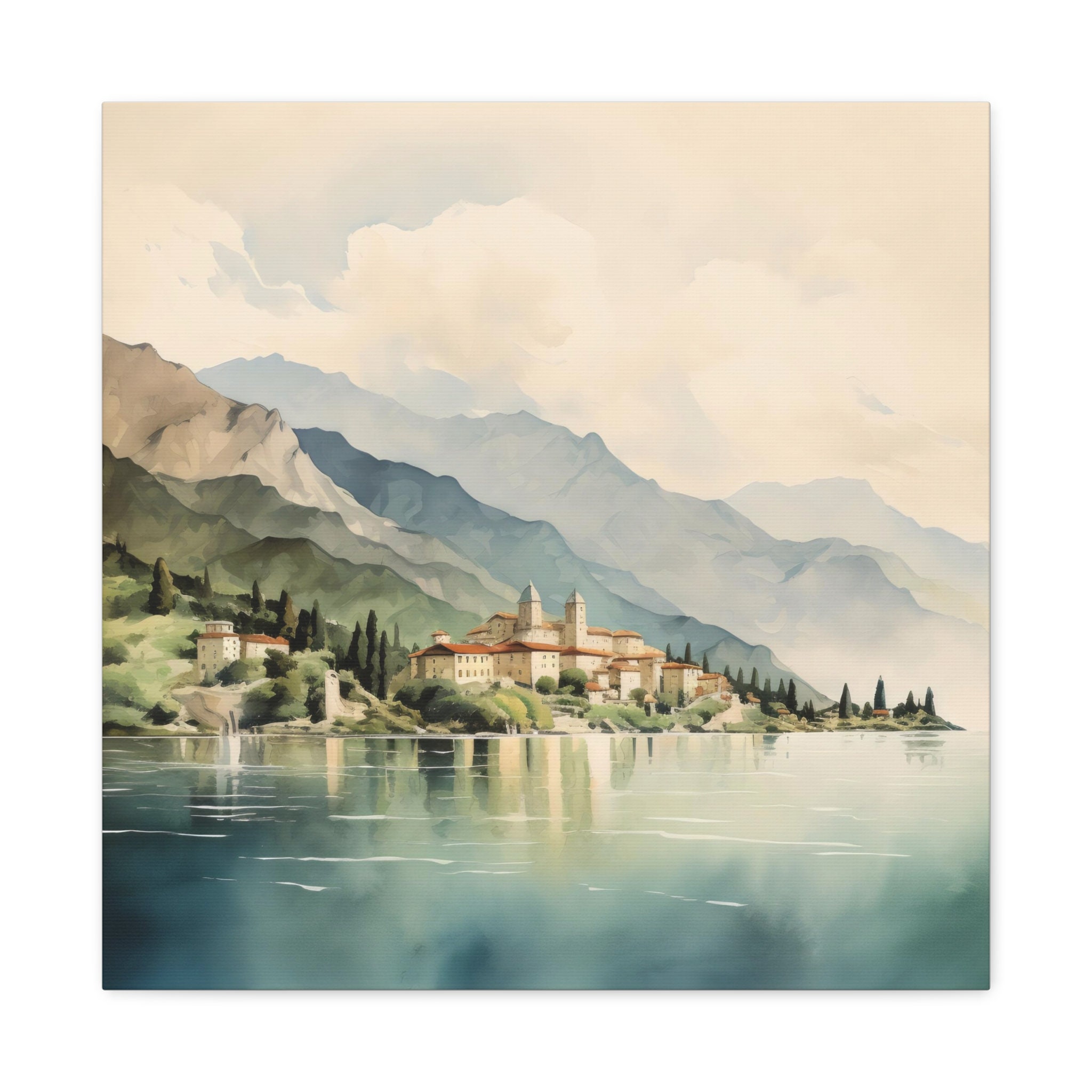 Lake Como Italy Art Print, Watercolor, Canvas, Travel Print, Wall Art ...