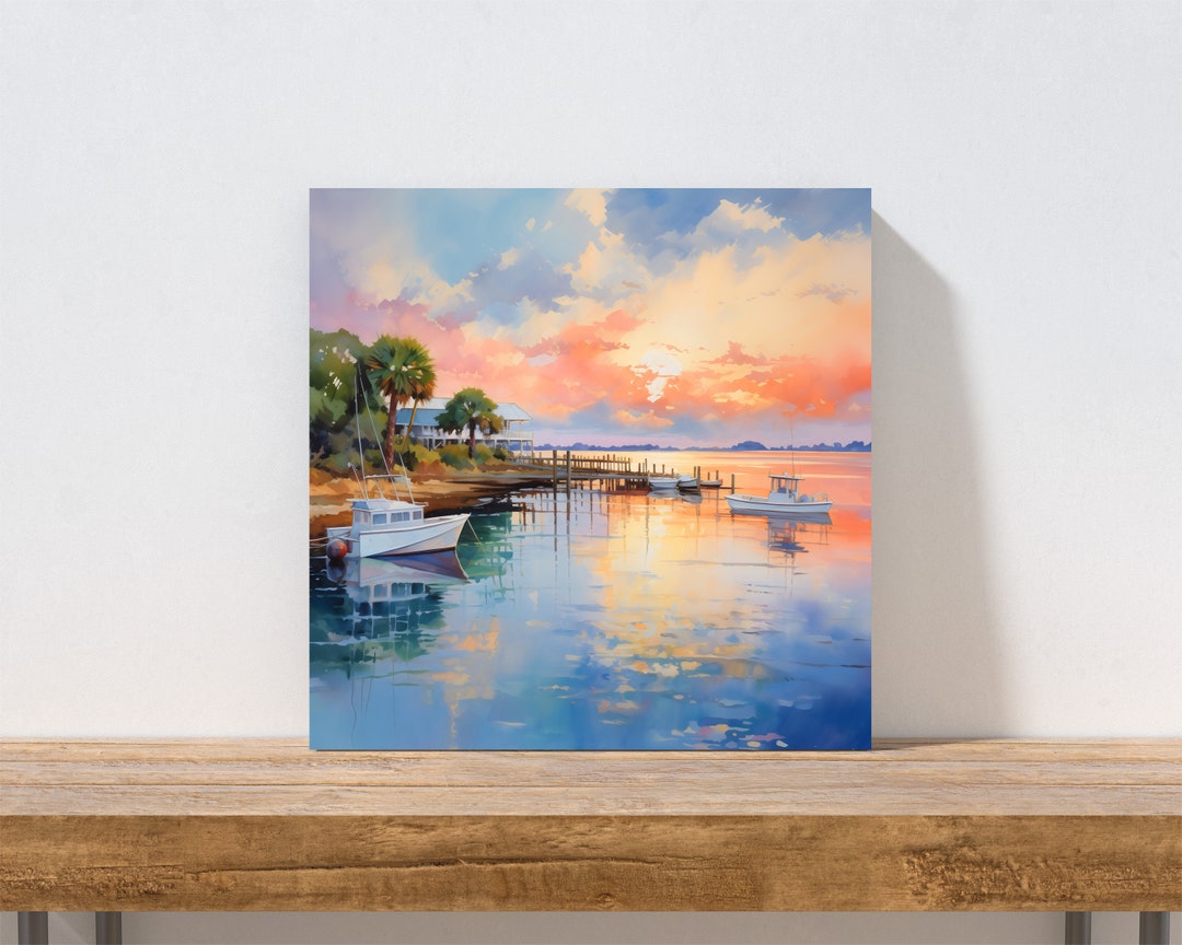 Mobile Bay AL Art Print, Watercolor, Canvas Art, Travel Print, Wall Art ...