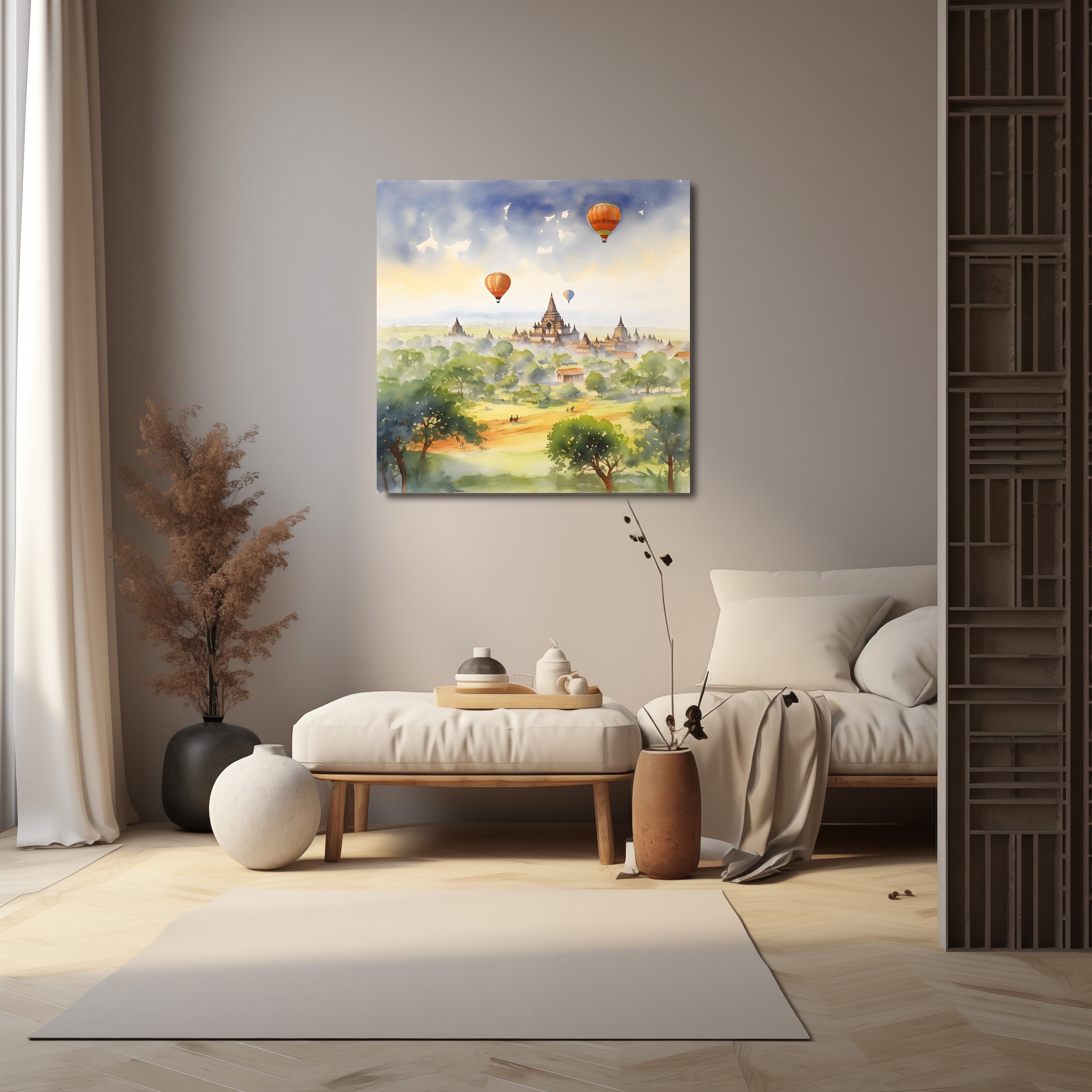 Bagan Myanmar Art Print, Watercolor, Canvas, Travel Print, Wall Art ...