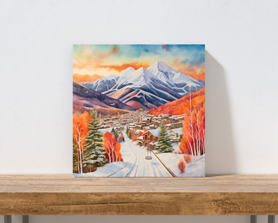 Aspen Colorado Art Print, Watercolor, Canvas Art, Travel Print, Wall ...