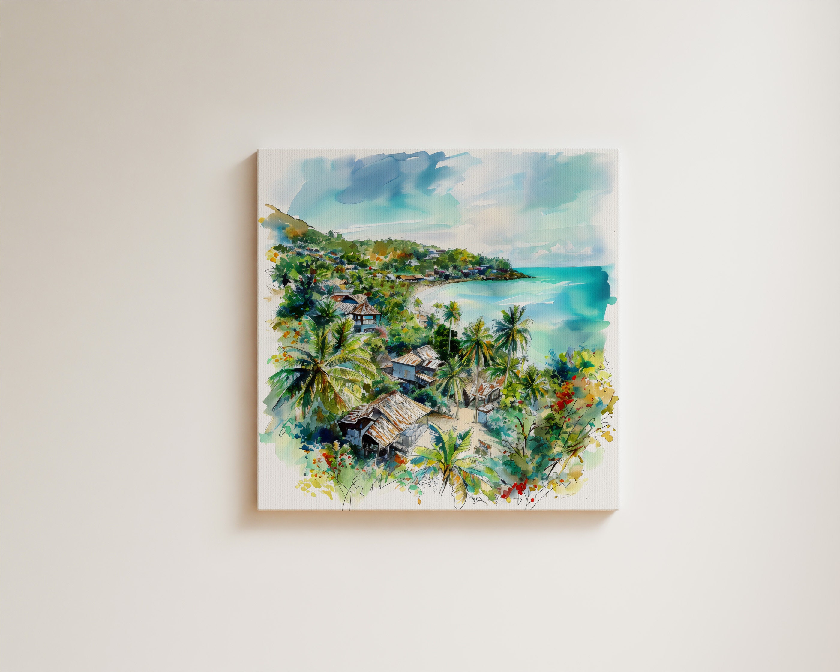 Koh Samui Thailand Art Print, Watercolor, Canvas, Travel Print, Wall ...