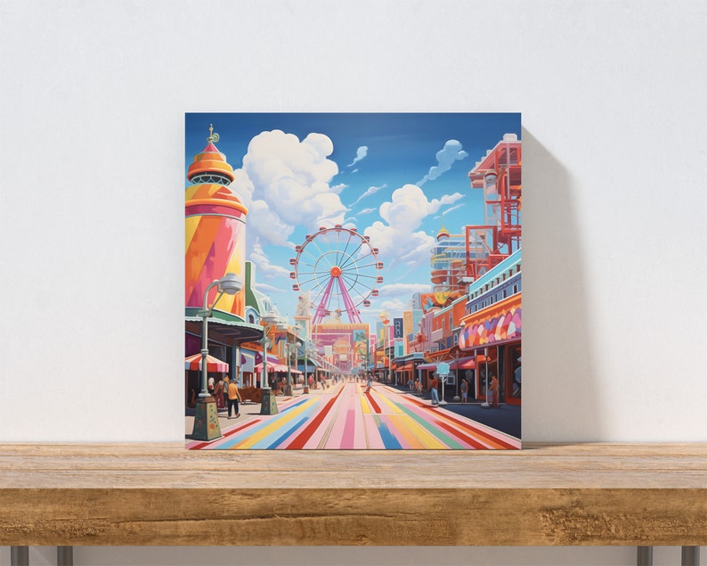 Atlantic City Boardwalk Art Print, Watercolor, Canvas Art, Travel, Wall ...