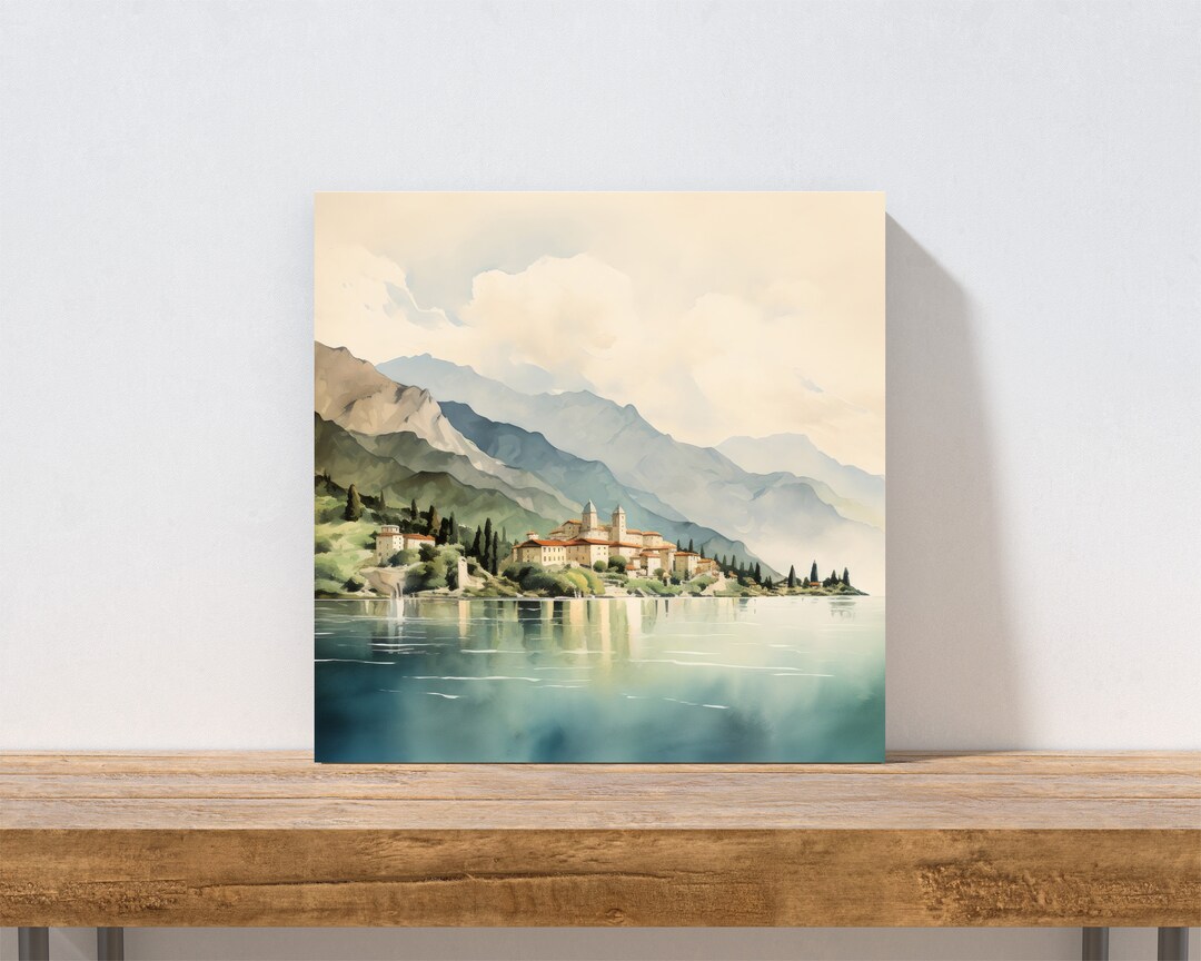 Lake Como Italy Art Print, Watercolor, Canvas, Travel Print, Wall Art ...