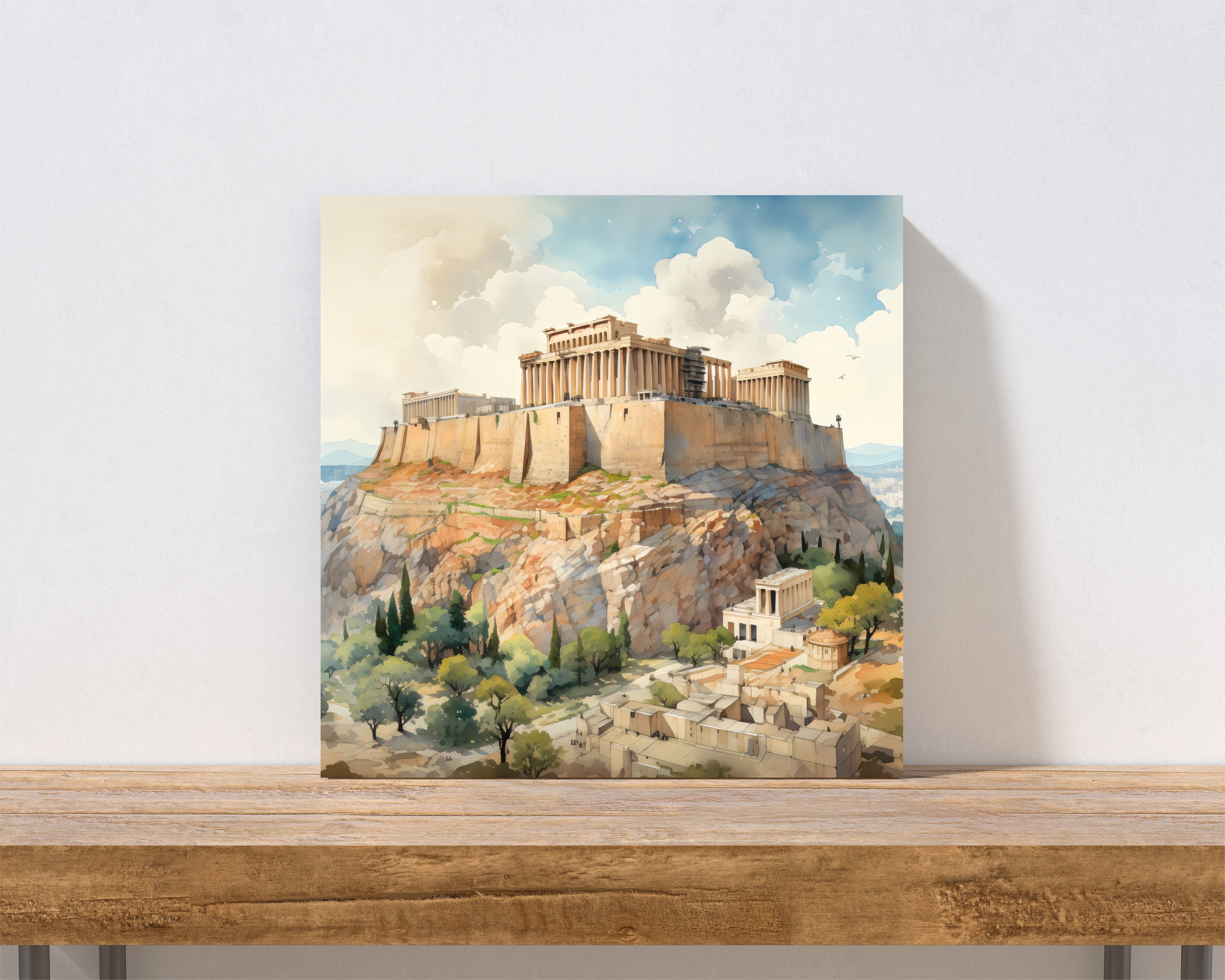 Athens Acropolis Art Print, Watercolor, Canvas, Travel Print, Wall Art ...