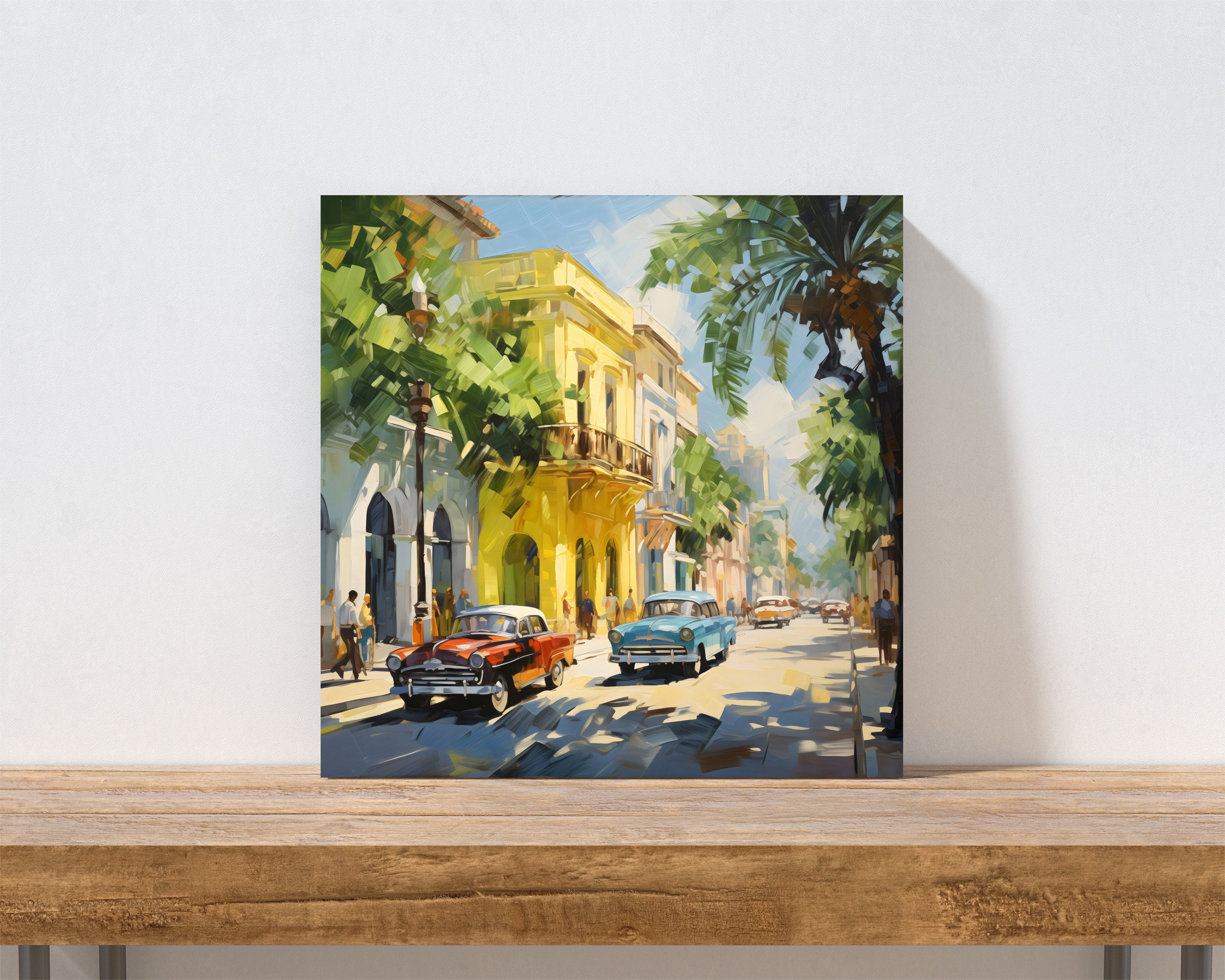 Havana Cuba Classic Cars Art Print, Watercolor, Canvas Art, Travel ...