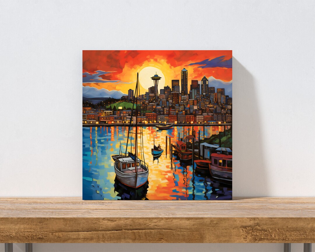 Seattle WA Art Print, Watercolor, Canvas Art, Travel Print, Wall Art ...