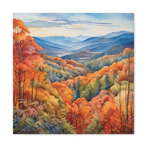 Blue Ridge Mountains Art Print, Watercolor, Canvas, Travel, Wall Art ...