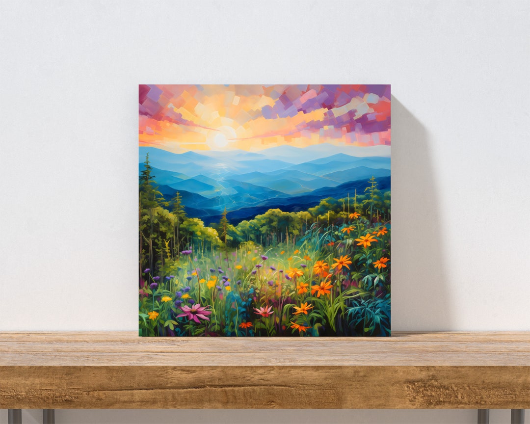 Blue Ridge Mountains Art Print, Watercolor, Canvas Art, Travel Print ...