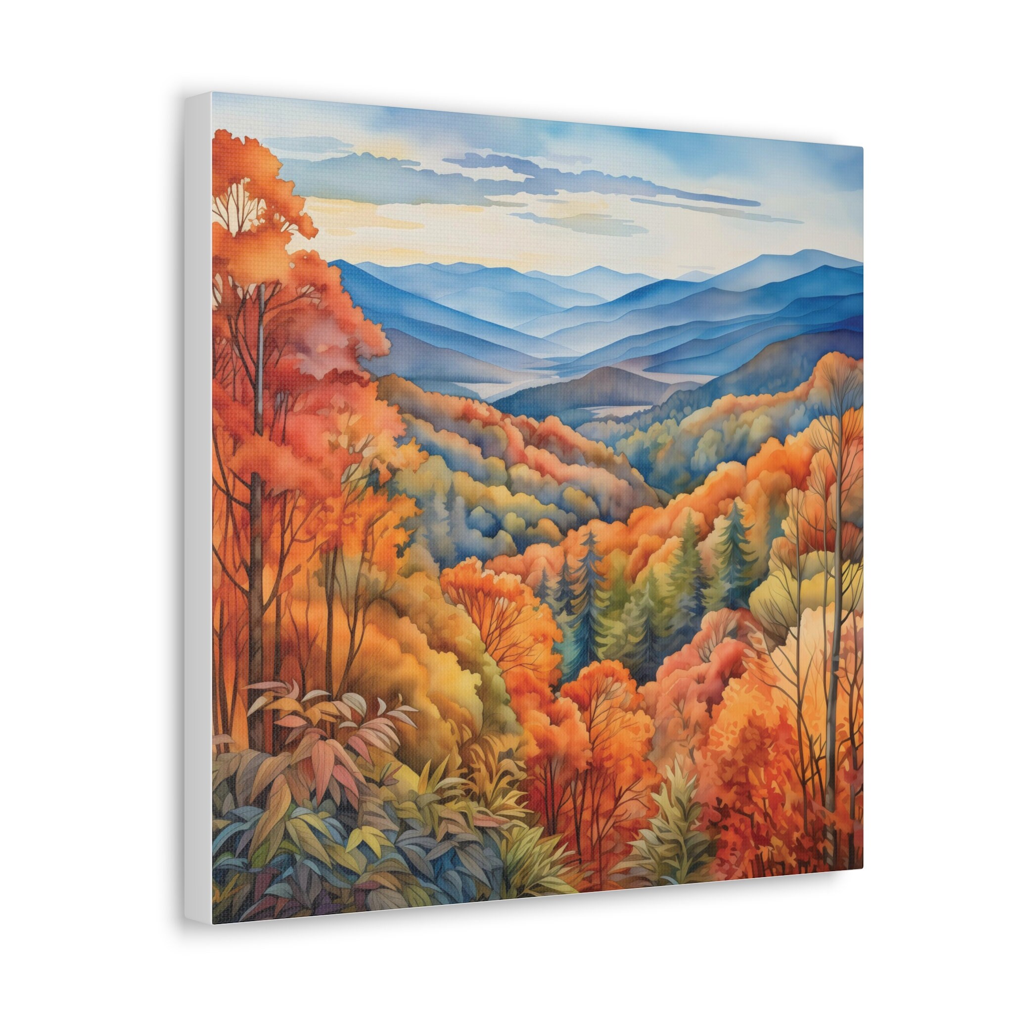 Blue Ridge Mountains Art Print, Watercolor, Canvas, Travel, Wall Art ...