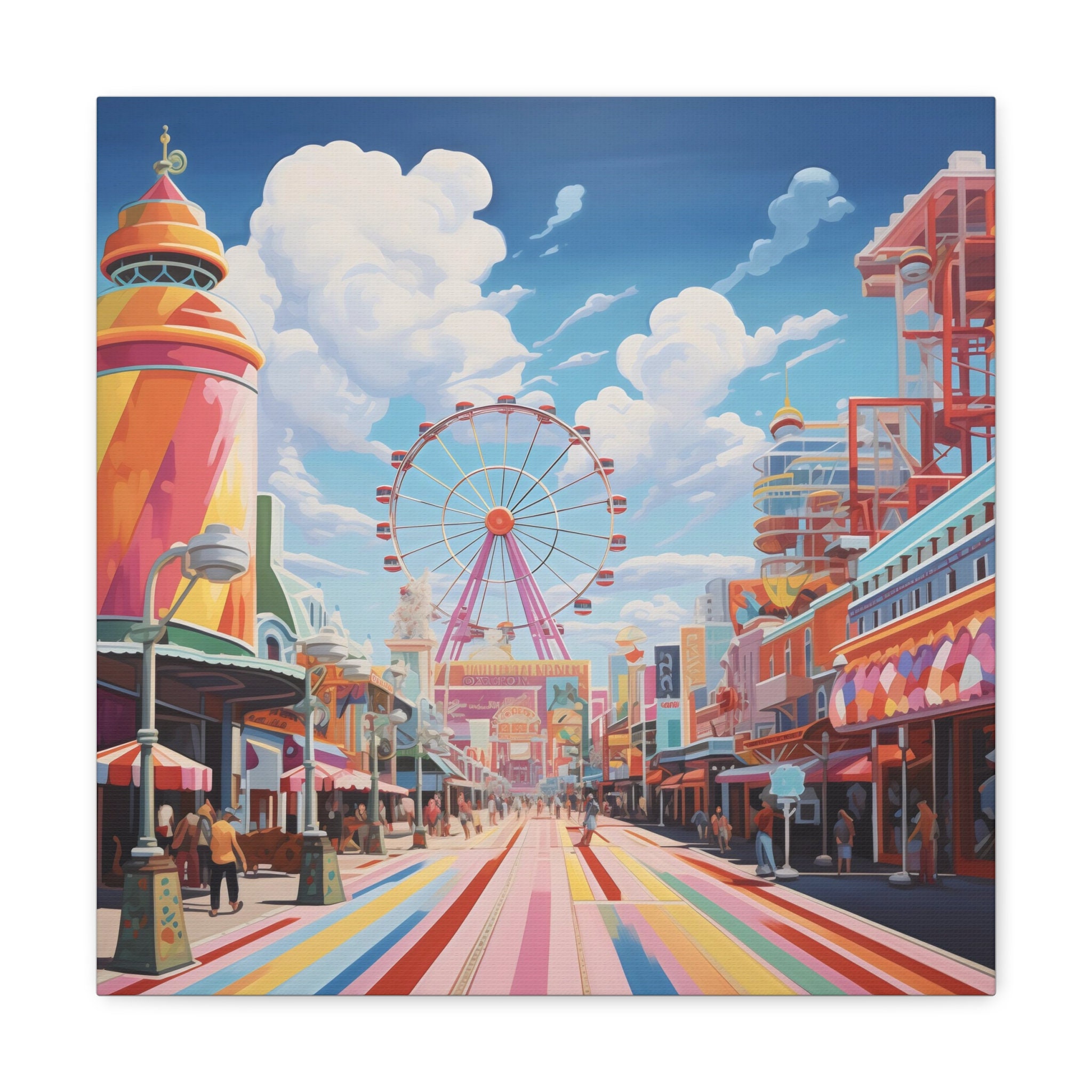 Atlantic City Boardwalk Art Print, Watercolor, Canvas Art, Travel, Wall ...