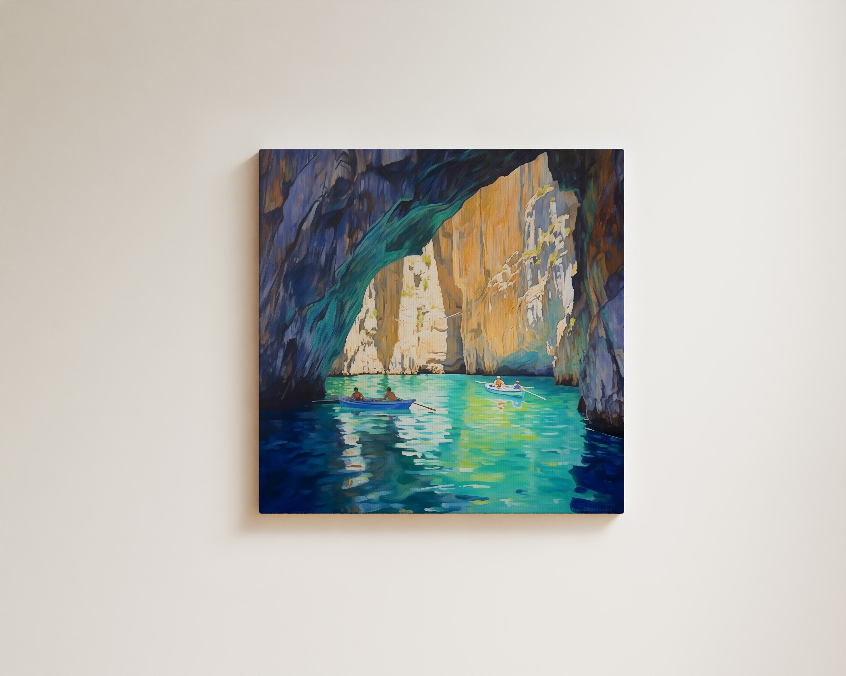 Blue Grotto Capri Art Print, Watercolor, Canvas, Travel Print, Wall Art ...