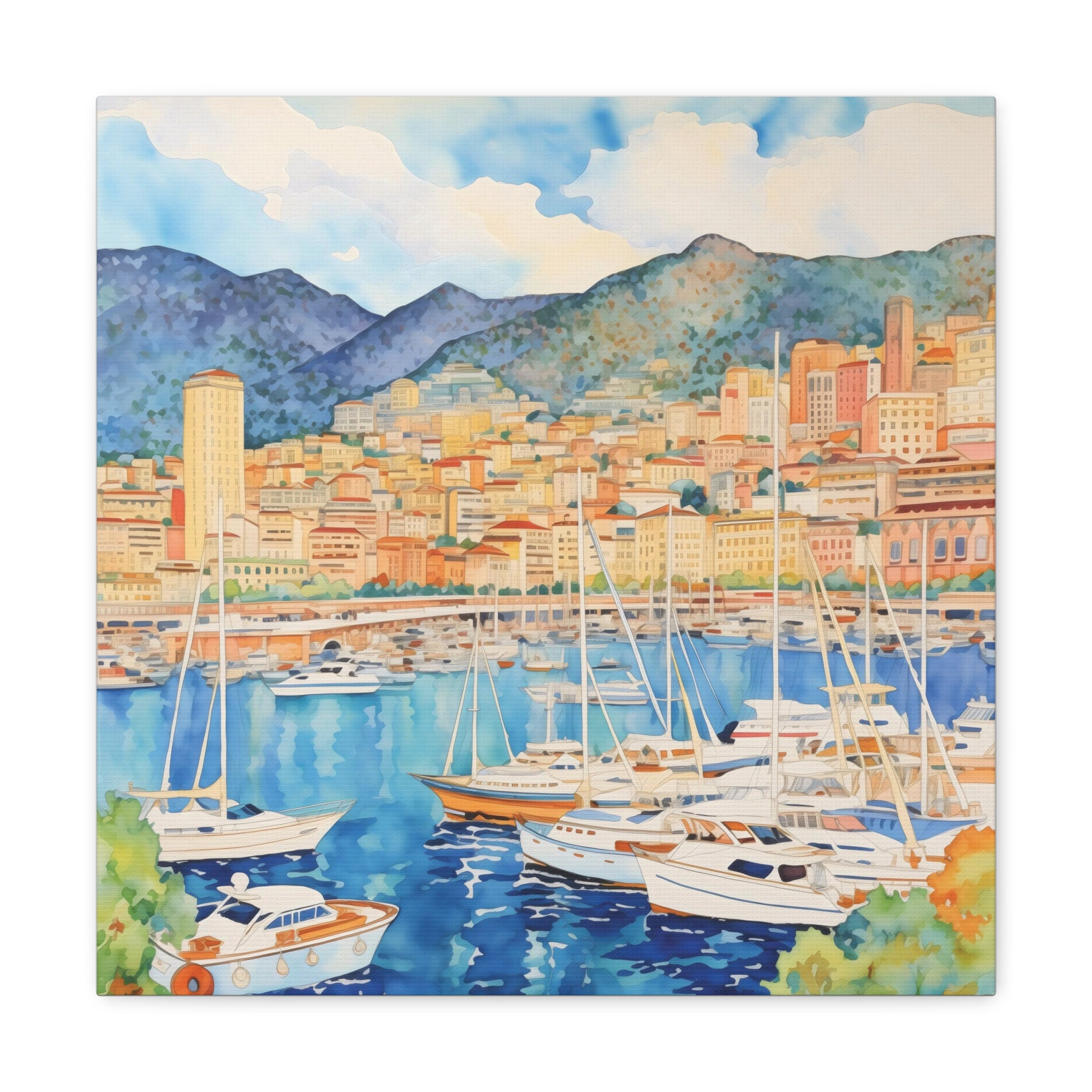 Monte Carlo Art Print, Watercolor, Canvas Art, Travel Print, Wall Art ...