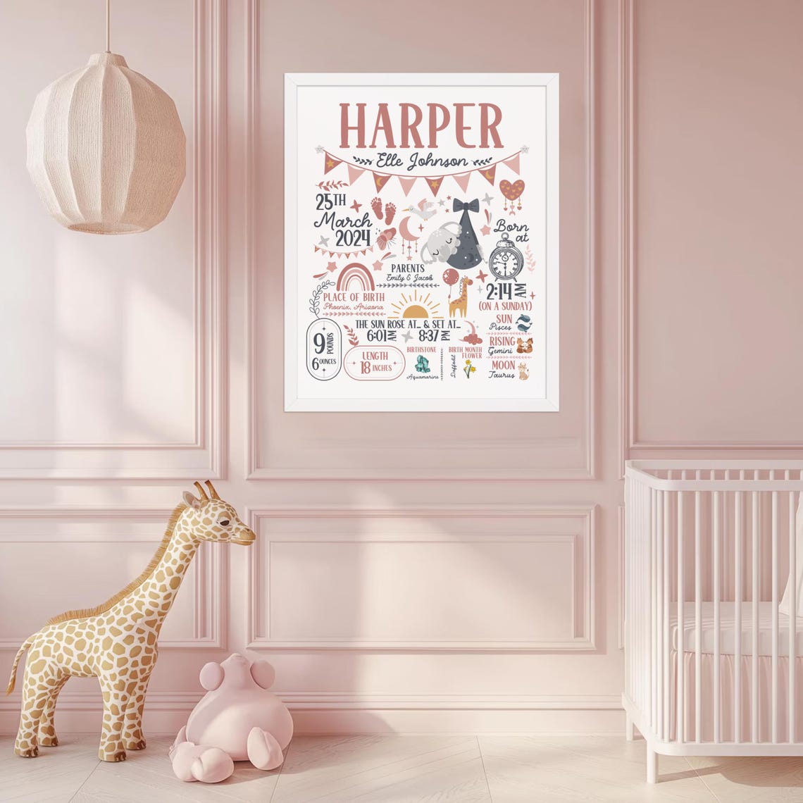 Birth Stats Sign Keepsake Baby Stats Sign Newborn Name Sign Newborn ...