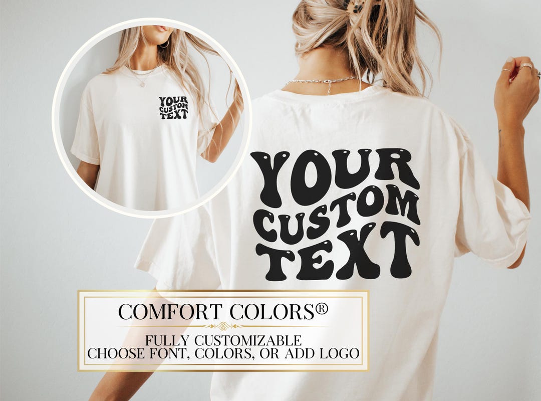 Custom Comfort Colors Shirt, Personalized Wavy Text Logo Shirt, Retro ...