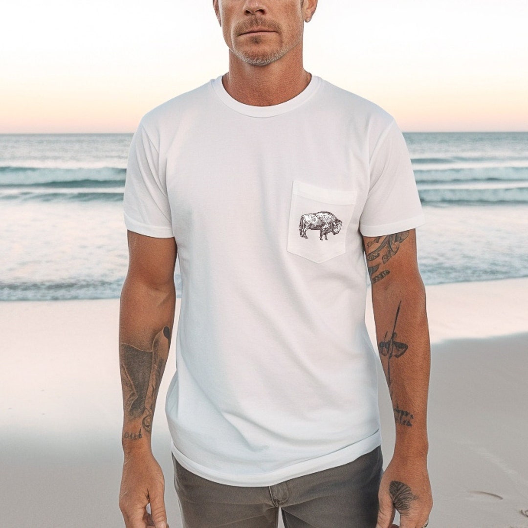Buffalo T-shirt, Unisex Pocket Tshirt, Buffalo Pocket Tshirt, Cool ...