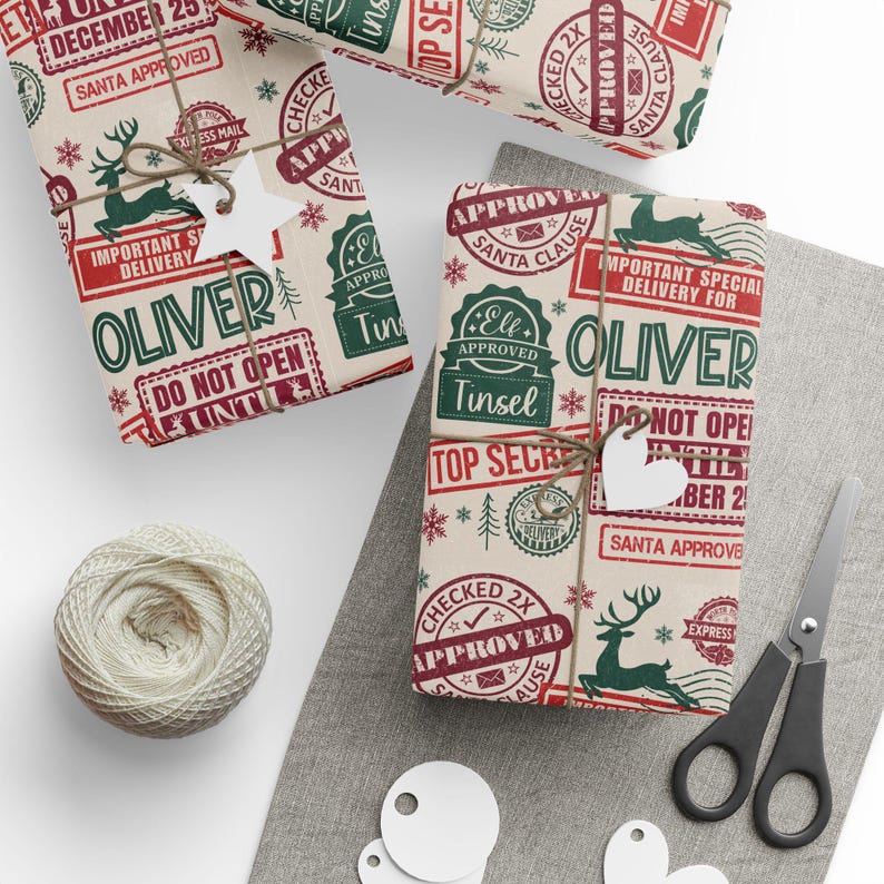 Personalized Christmas Wrapping Paper Rolls, Santa Wrapping Paper ...