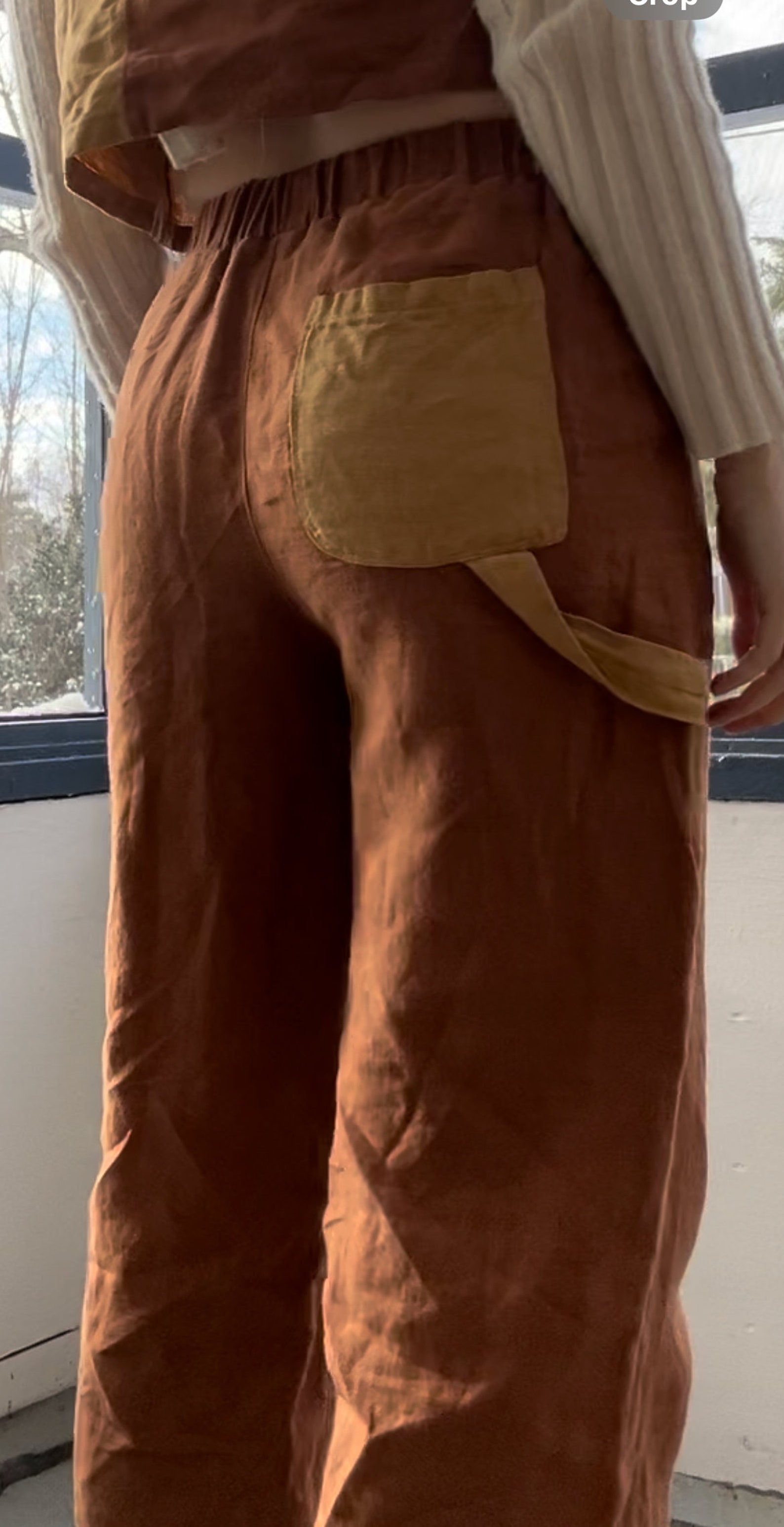 Two-toned Linen Cropped Pants - Etsy