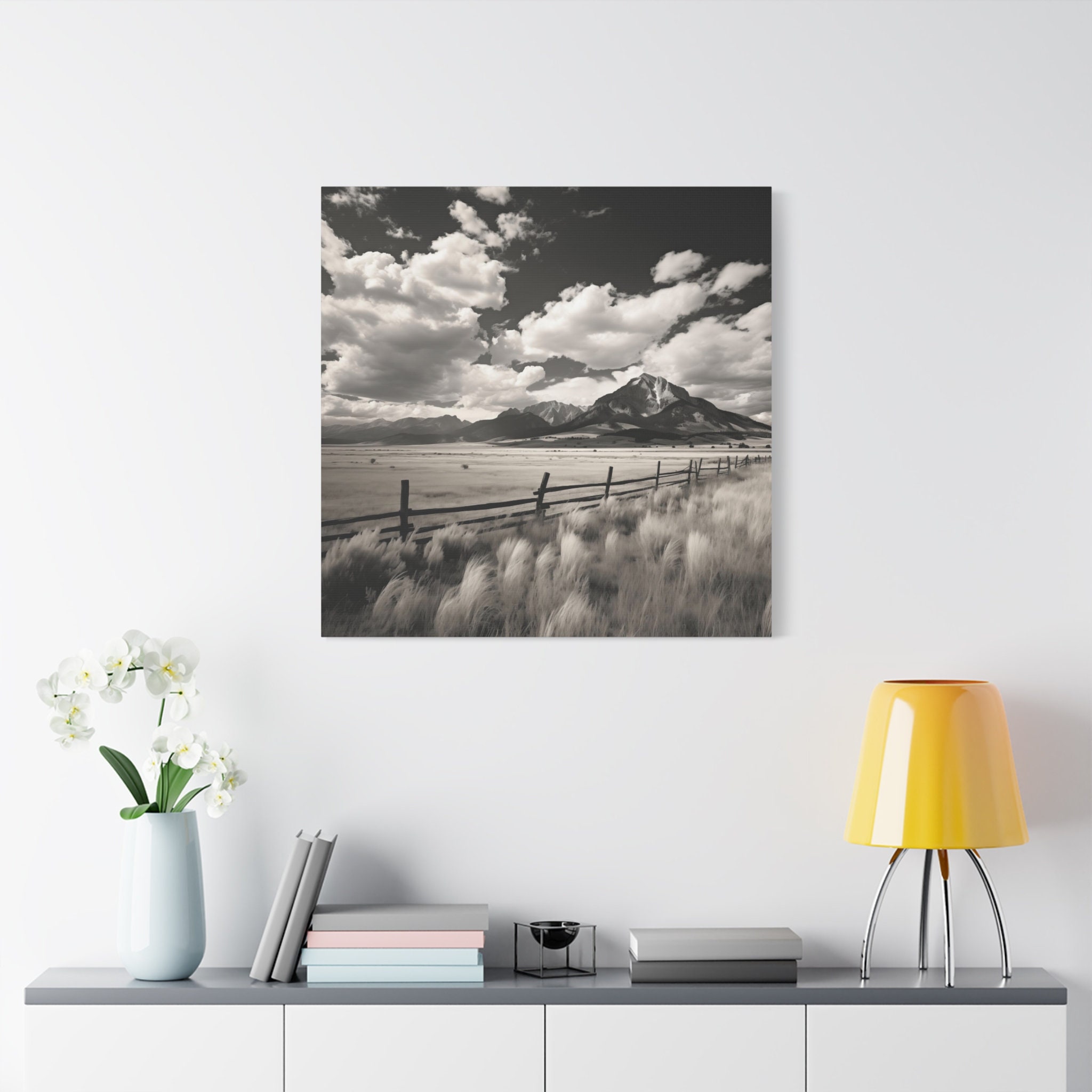 Montana Fields Canvas Art. Black and White Landscape Photo Living Room ...