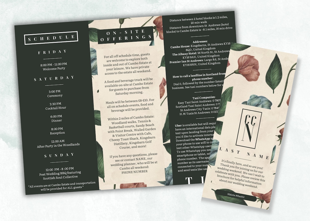 Wedding Weekend Guide, Digital Template, Wedding Program, Destination ...