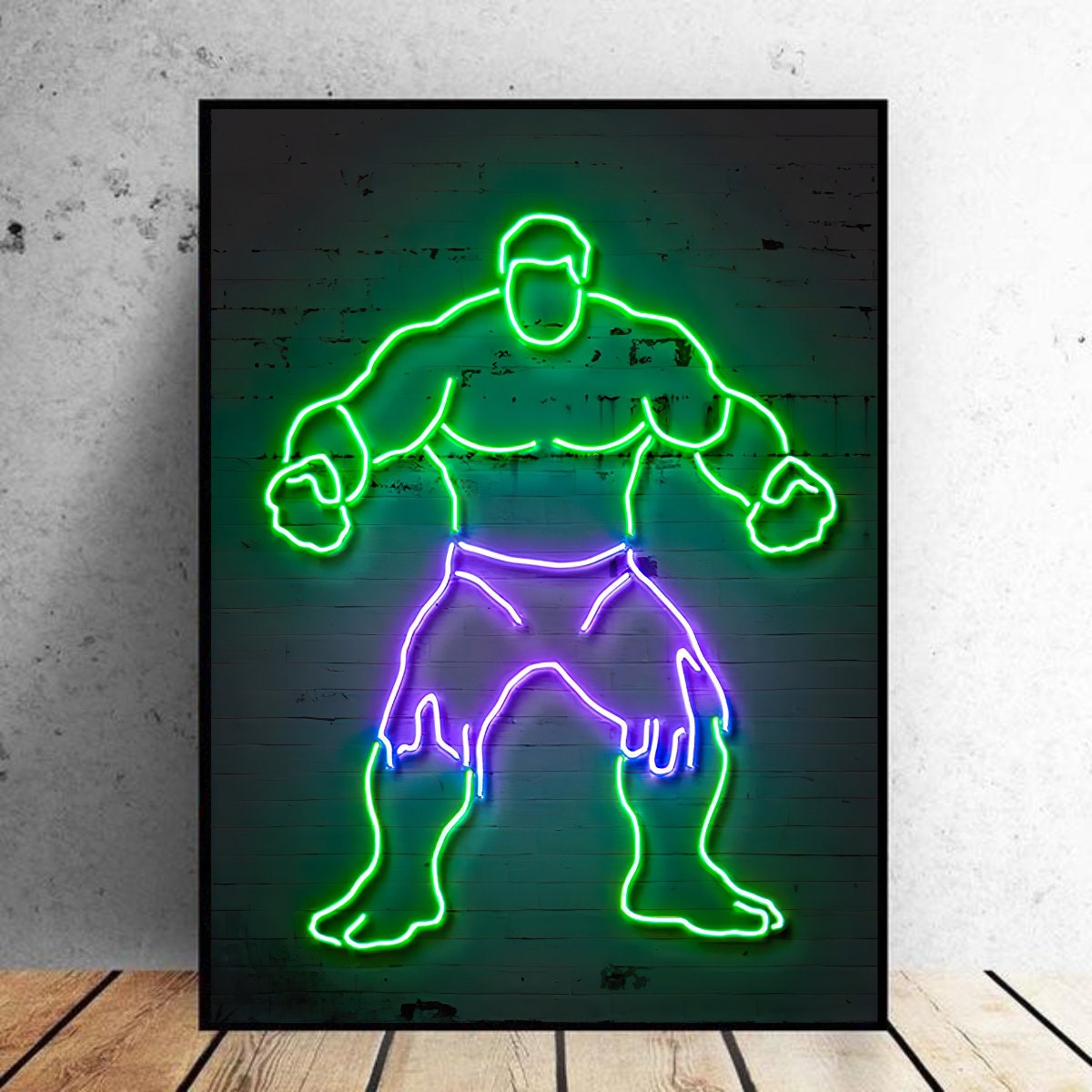 Neon Hulk Premium Canvas Art - Etsy