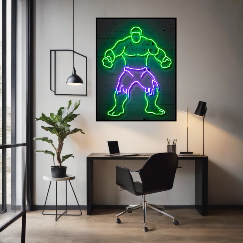 Neon Hulk Premium Canvas Art - Etsy