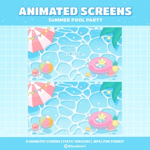 Animated Summer Pool Party Screens | Cute Stream Screens | Twitch ...
