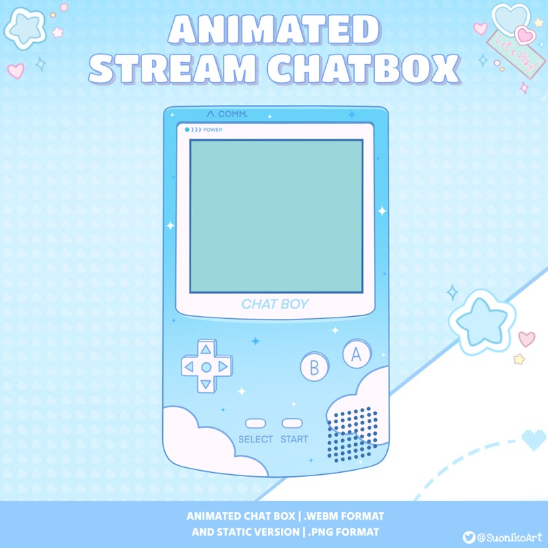 Animated Chatbox - Cute Pastel Retro Game Boy | Clouds | Stream Overlay ...