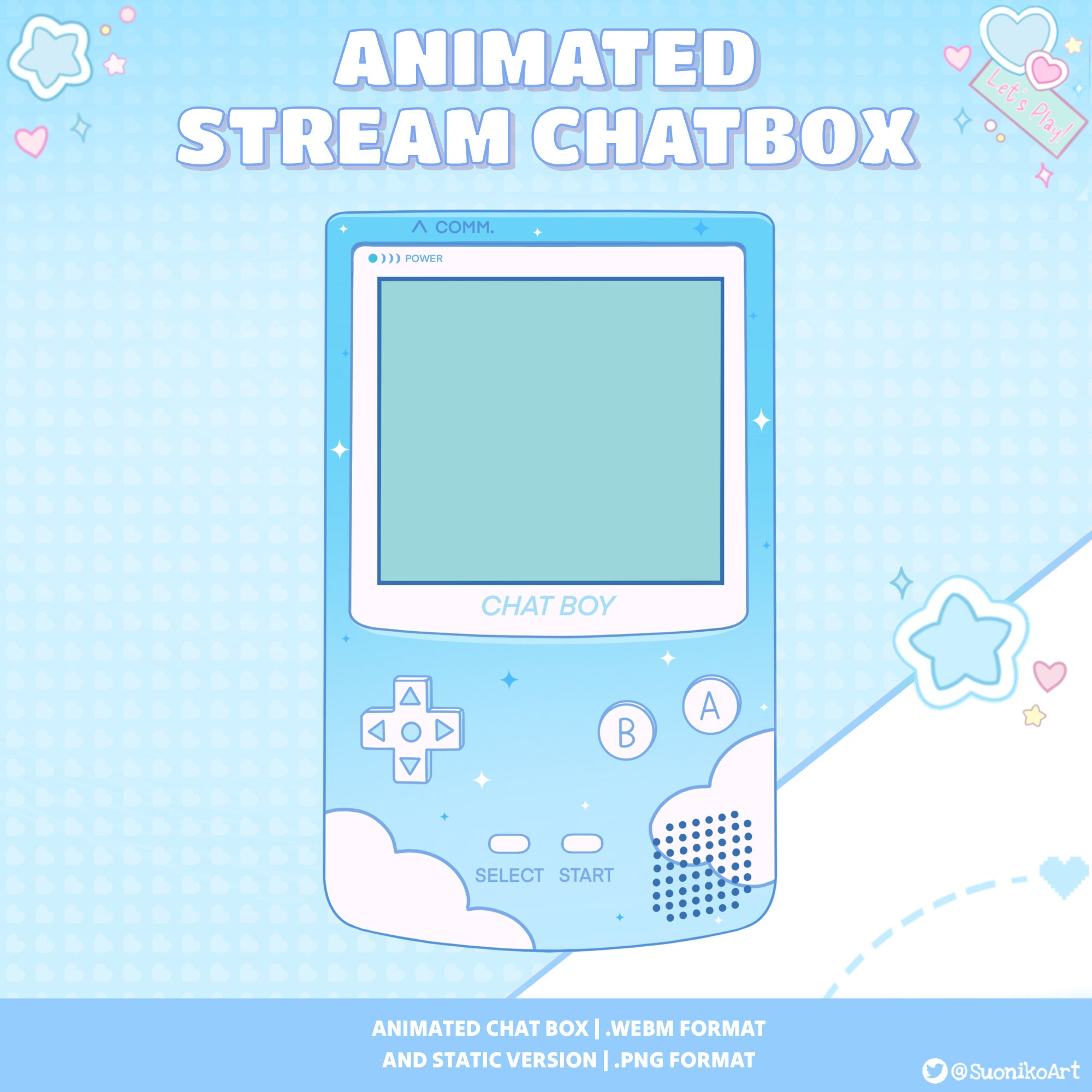 Animated Chatbox - Cute Pastel Retro Game Boy | Clouds | Stream Overlay ...