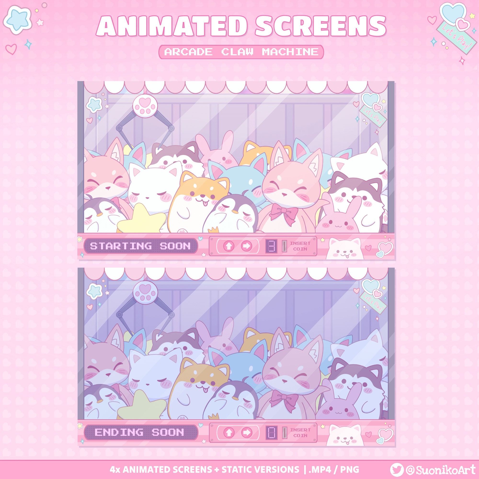 Animated Screens Cute Arcade Claw Machine Stream Screens Twitch Youtube ...