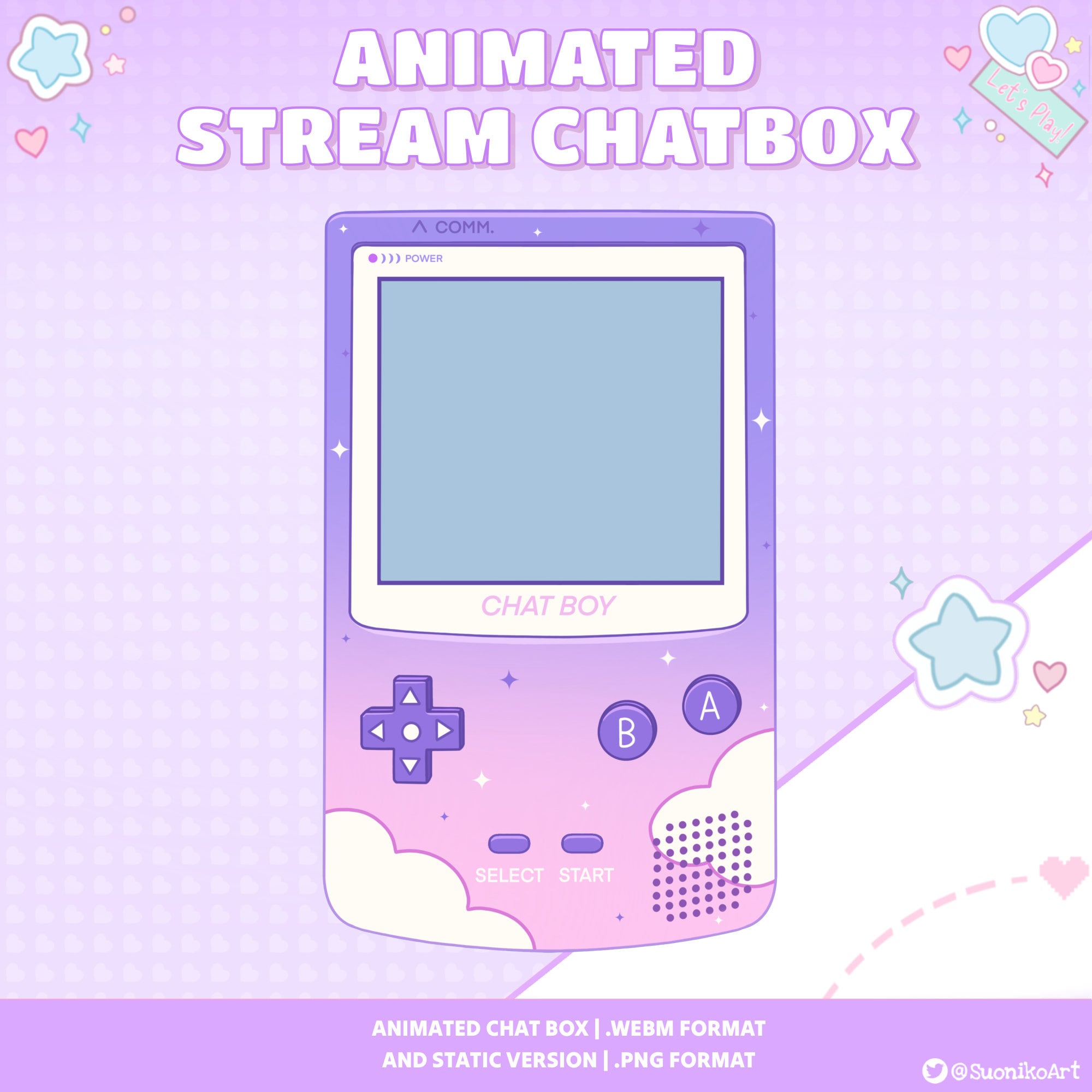 Animated Chatbox - Cute Pastel Retro Game Boy | Clouds | Stream Overlay ...