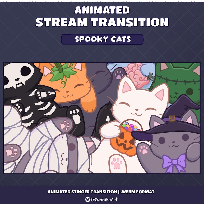 Cute Falling Spooky Cats Stinger Transition | Twitch Stinger Transition ...