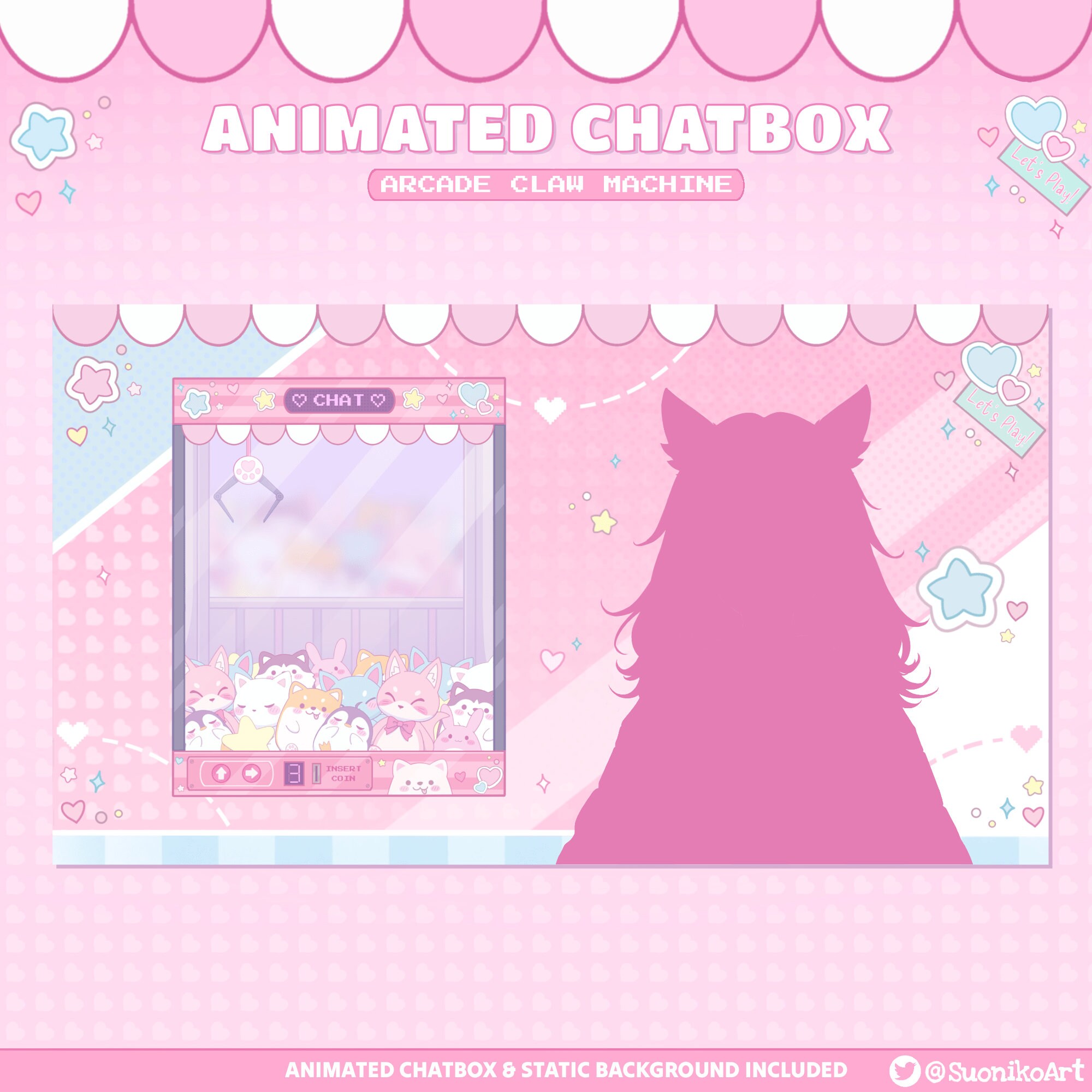 Animated Chatbox - Cute Arcade Claw Machine | Stream Overlay | Stream ...