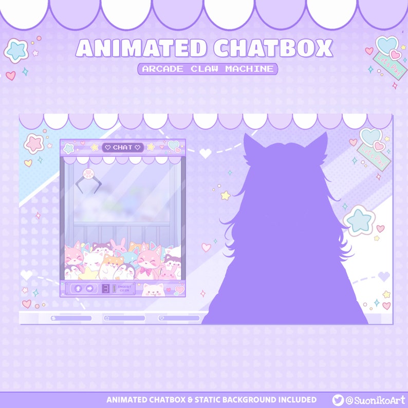 Animated Chatbox - Cute Arcade Claw Machine | Stream Overlay | Stream Setup | Just Chatting ...