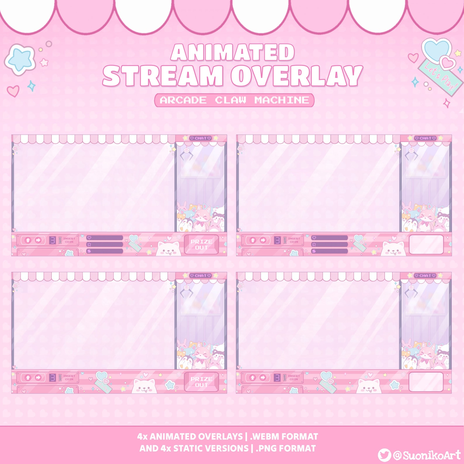 Animated Stream Overlays - Cute Arcade Claw Machine | Twitch | Youtube ...