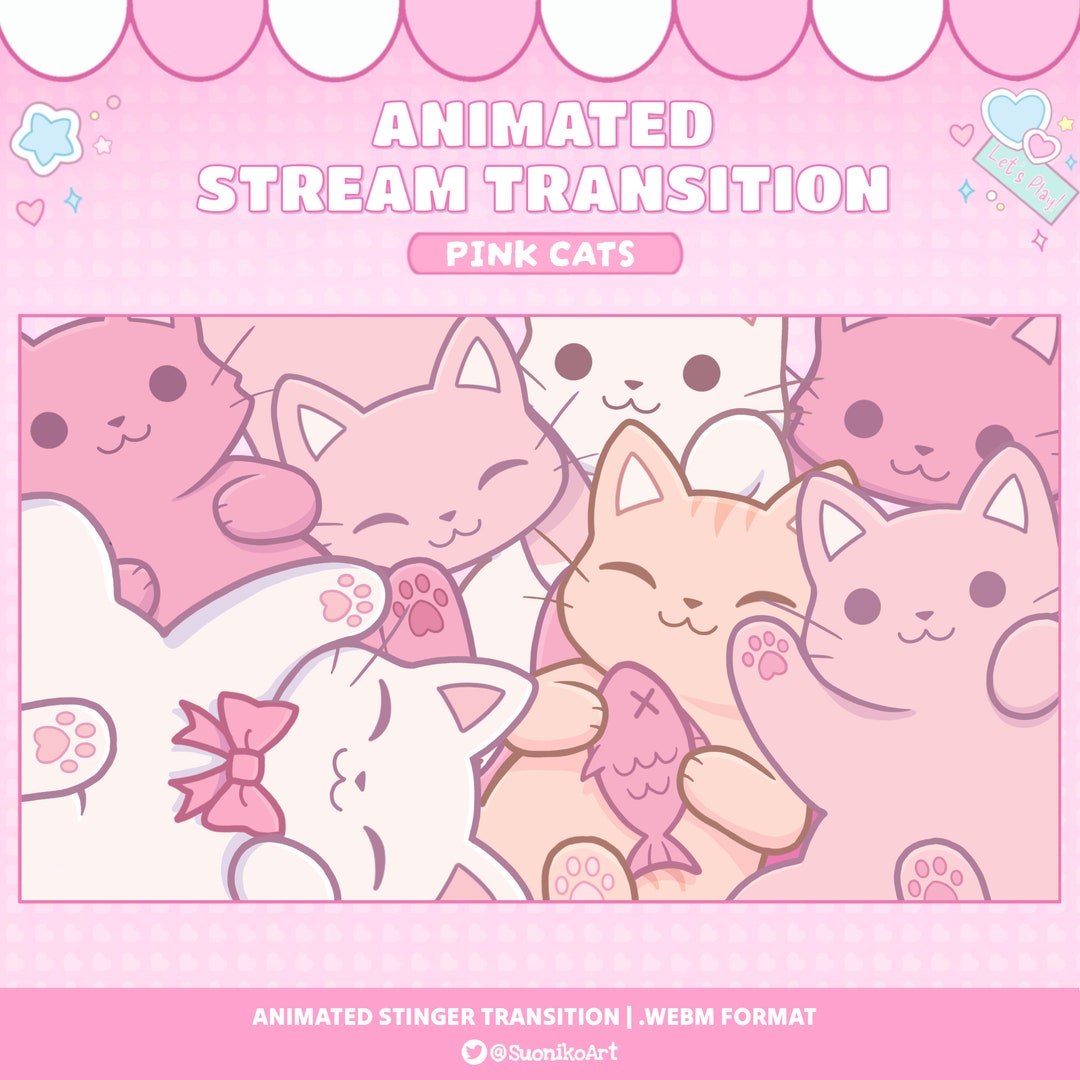 Cute Pink Cats Stinger Transition | Pink Twitch Stinger Transition ...