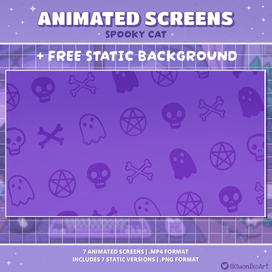Animated Spooky Cat Stream Screens | Cozy Kitty Streaming Pack | Cute ...