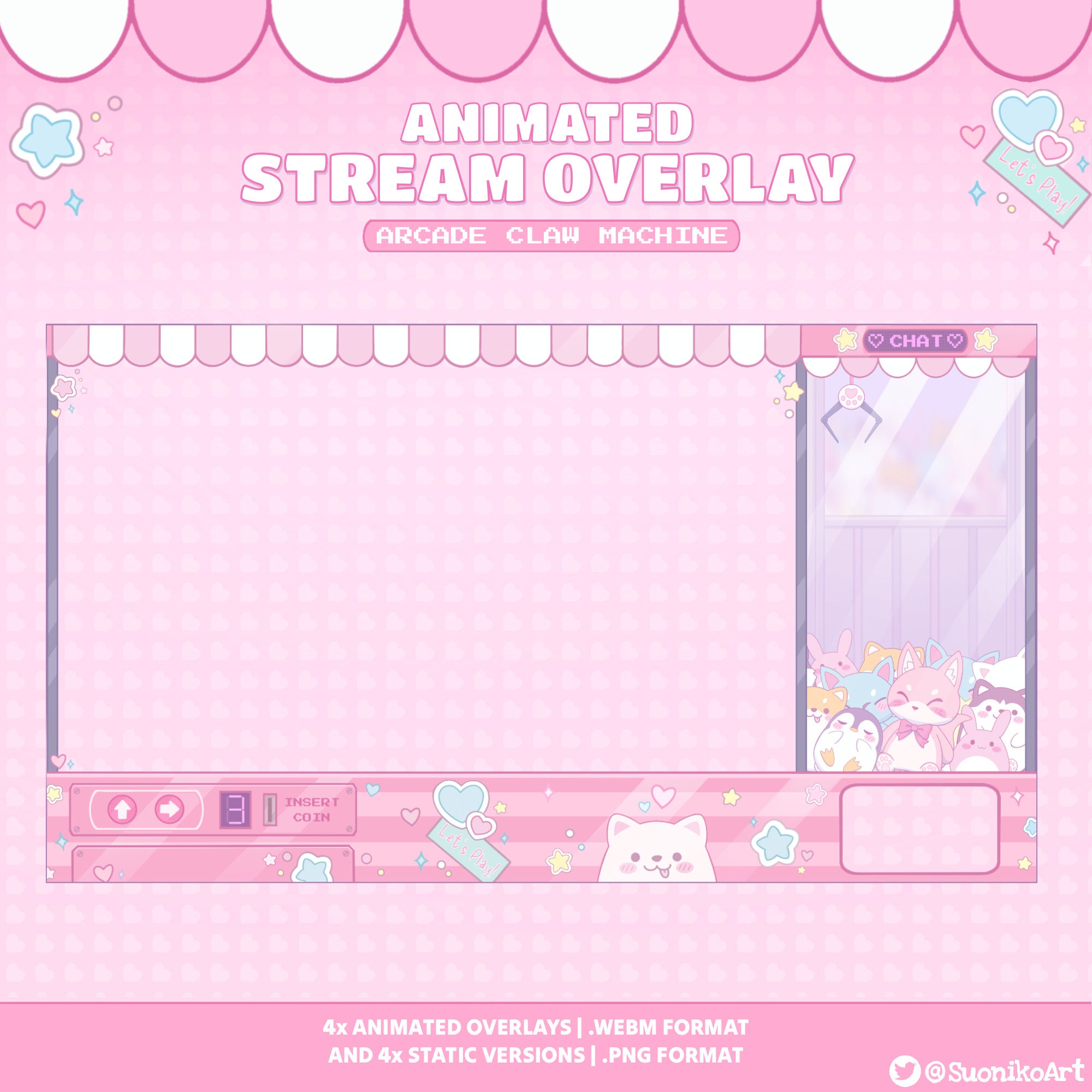 Animated Stream Overlays Cute Arcade Claw Machine Twitch Youtube Stream ...