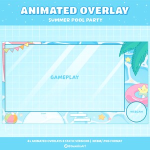 Animated Summer Pool Party Overlay | Cute Stream Overlays | Twitch ...