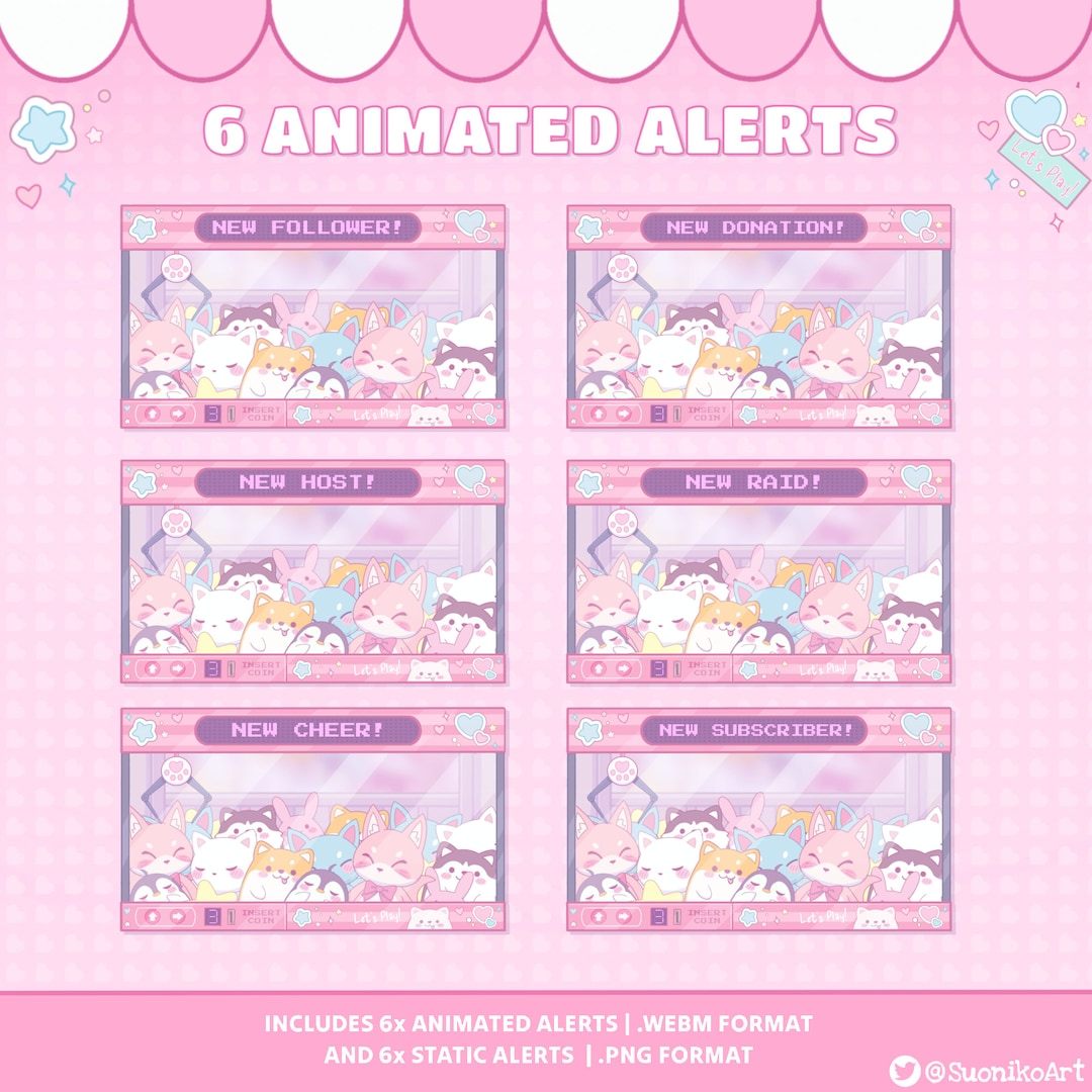 Animated Alerts - Cute Arcade Claw Machine | Stream Alerts | Twitch ...