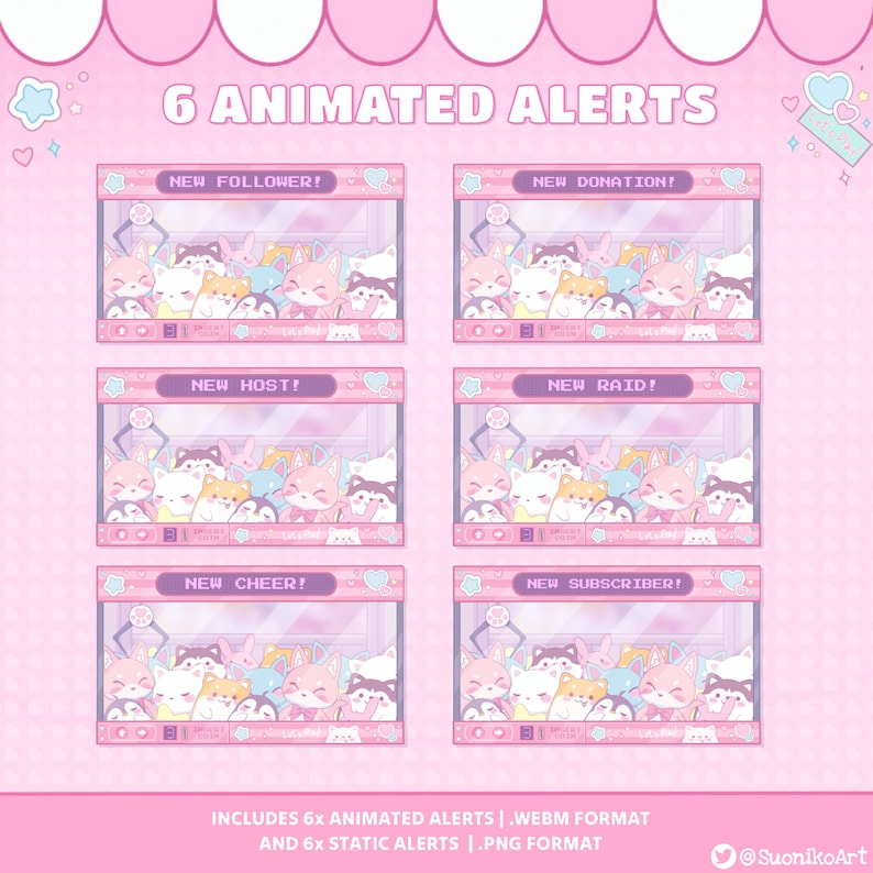 Animated Alerts Cute Arcade Claw Machine Stream Alerts Twitch Pop up ...