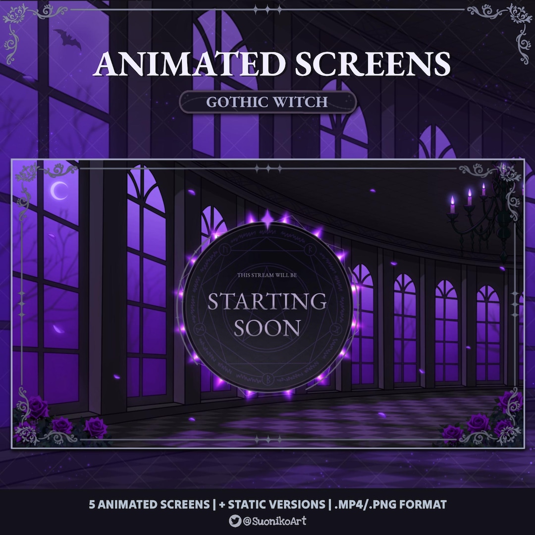 Gothic Witch Animated Screens | Stream Screens | Dark | Twitch | Youtube | Gamer Overlay | Rose ...