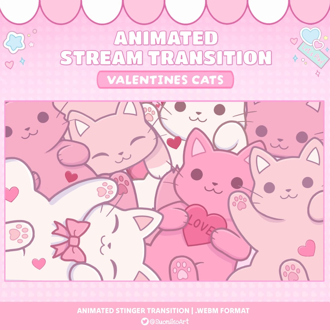 Cute Valentine's Day Cats Stinger Transition | Pink Twitch Stinger ...