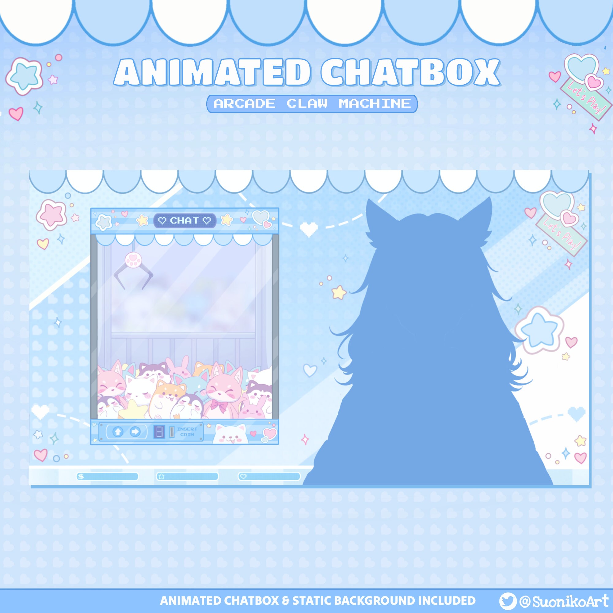 Animated Chatbox - Cute Arcade Claw Machine | Stream Overlay | Stream ...