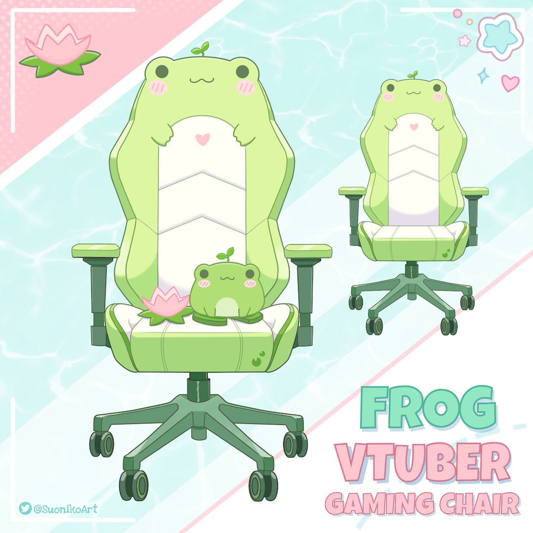 Cute Frog Vtuber Gaming Chairs Vtuber Assets Twitch Youtube Froggy Chibi Stream Decoration Etsy UK
