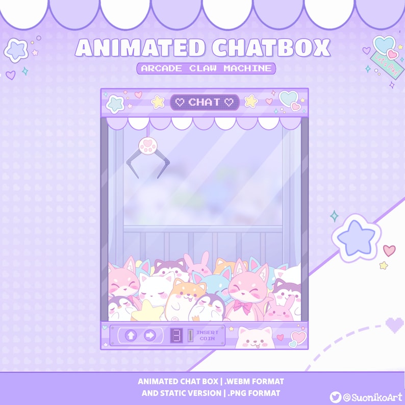 Animated Chatbox - Cute Arcade Claw Machine | Stream Overlay | Stream Setup | Just Chatting ...