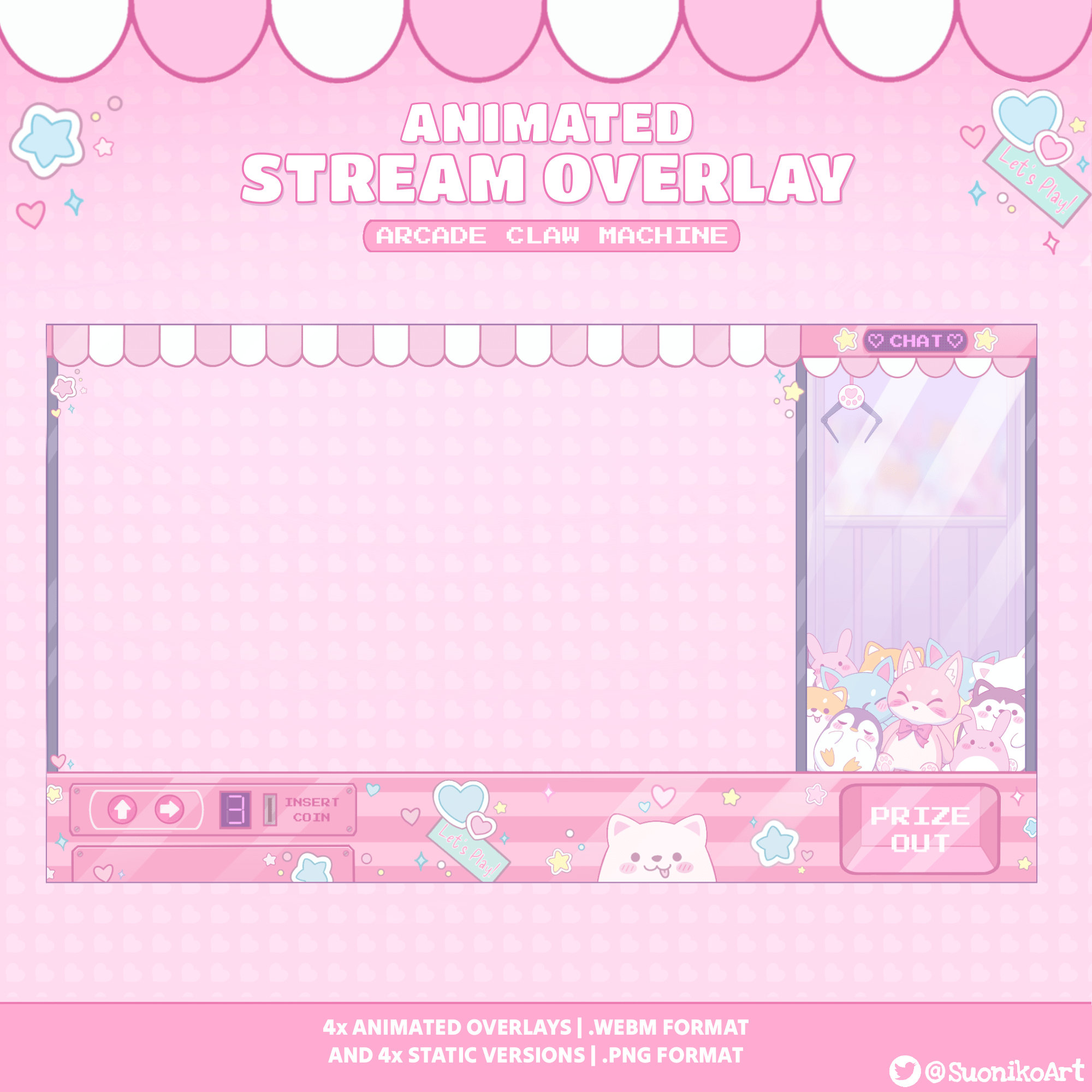 Animated Stream Overlays - Cute Arcade Claw Machine | Twitch | Youtube ...
